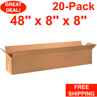 20-Pack 48" x 8" x 8" Long Cardboard Corrugated Shipping Boxes Moving ...