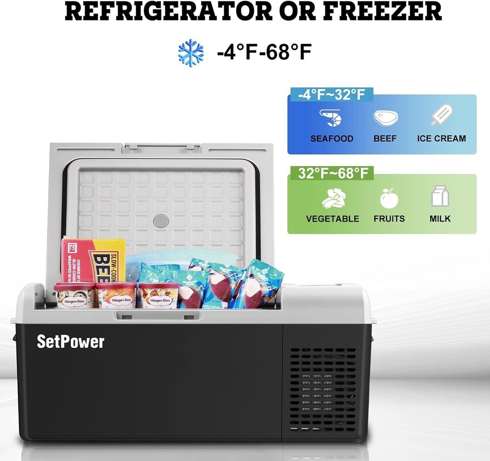 15L Portable Car Refrigerator With AC Adapter Mini Cooler Fridge Fast ...