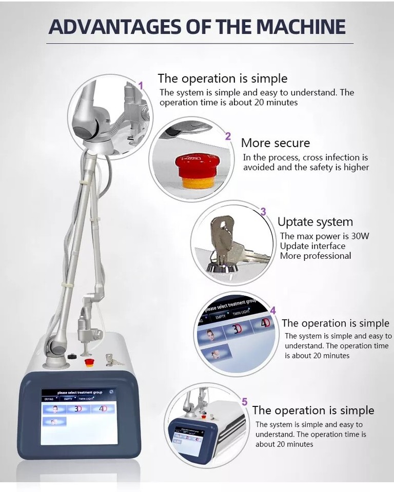 CO2 Fractional Laser Skin Rejuvenation Machine Acne Scar Stretch Marks ...