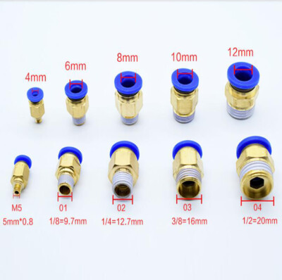 Straight Pneumatic Air Hose Tube Airline Push Male Stud Fit Fittings ...