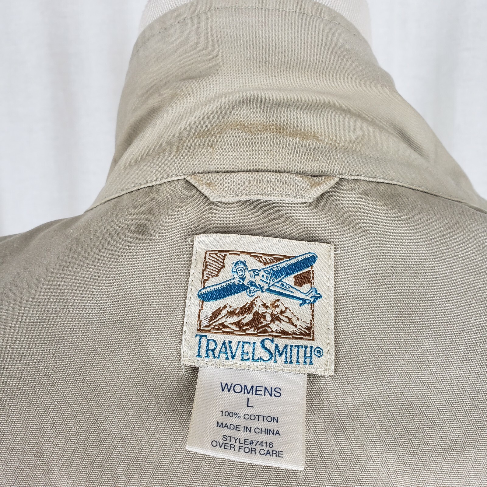 Travelsmith Khaki Cargo Jacket Canvas Safari Field Wo… - Gem