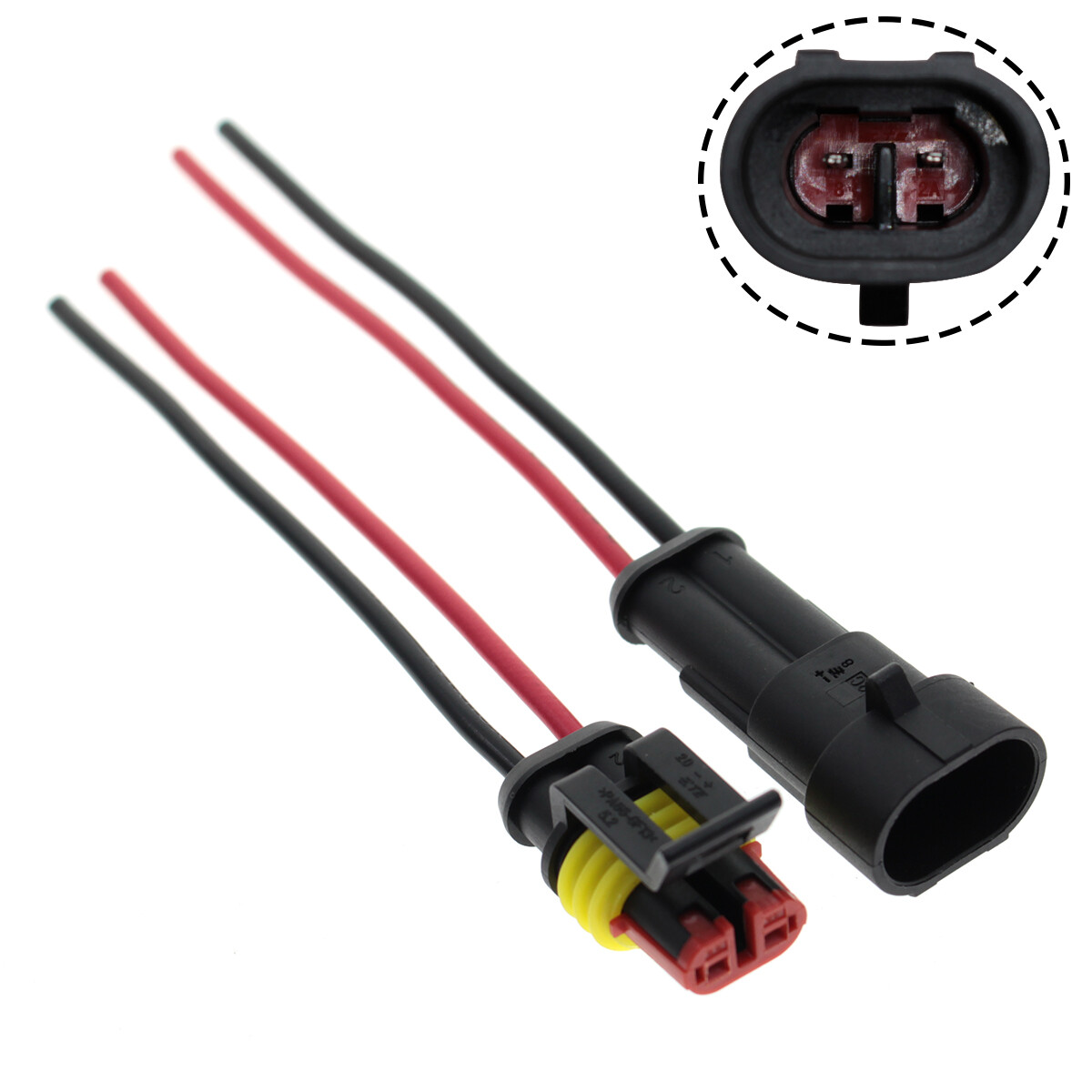 5 Pairs 2-Pin Car Waterproof Male Female Way Electrical Connector Plug ...