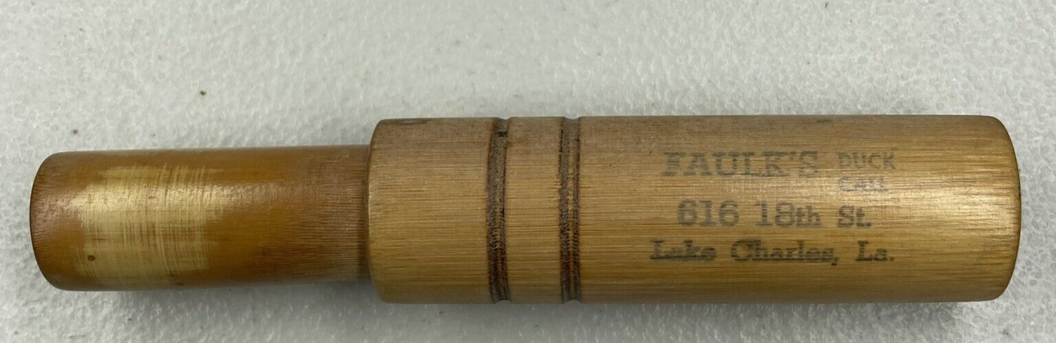 Vintage Faulk's Stamped Label Cane Wooden Duck Call Lake Charles LA ...