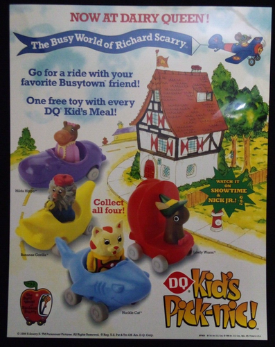 VTG 1990s DAIRY QUEEN ADVERTISING VINYL POSTER SIGN RICHARD SCARRY BUSY ...