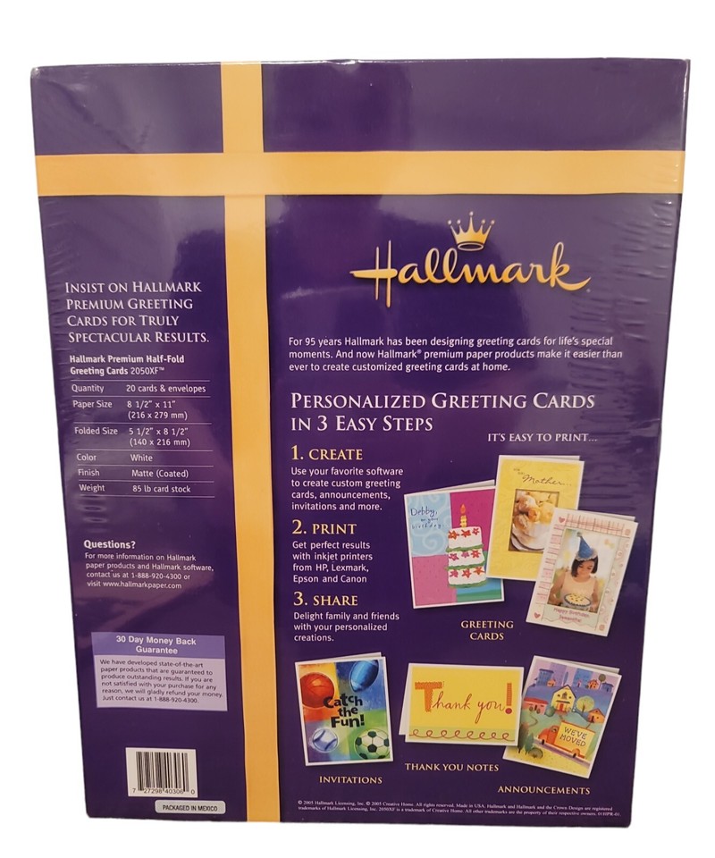 Hallmark Half-Fold Matte Premium Blank Greeting Cards w/ Envelopes 20 ...