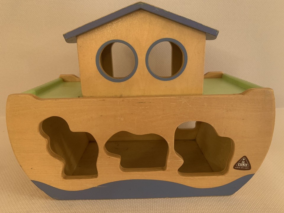 ELC Wooden Noah’s Ark Shape Sorter Complete With All 14 Shapes ...