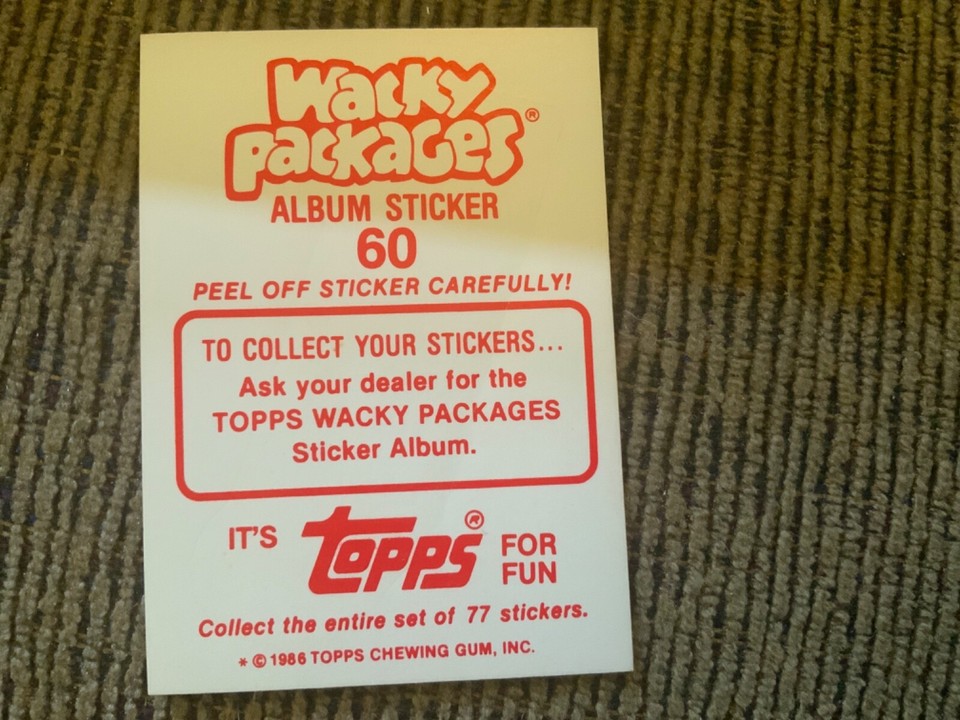 1986 Topps Wacky Packages Trading Sticker Card Brand Spoof Parody #60 ...