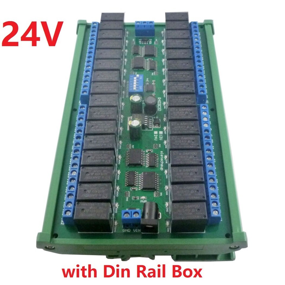 DC 12V 24V 32Ch Modbus RTU RS485 Bus Relay Module UART Serial port ...