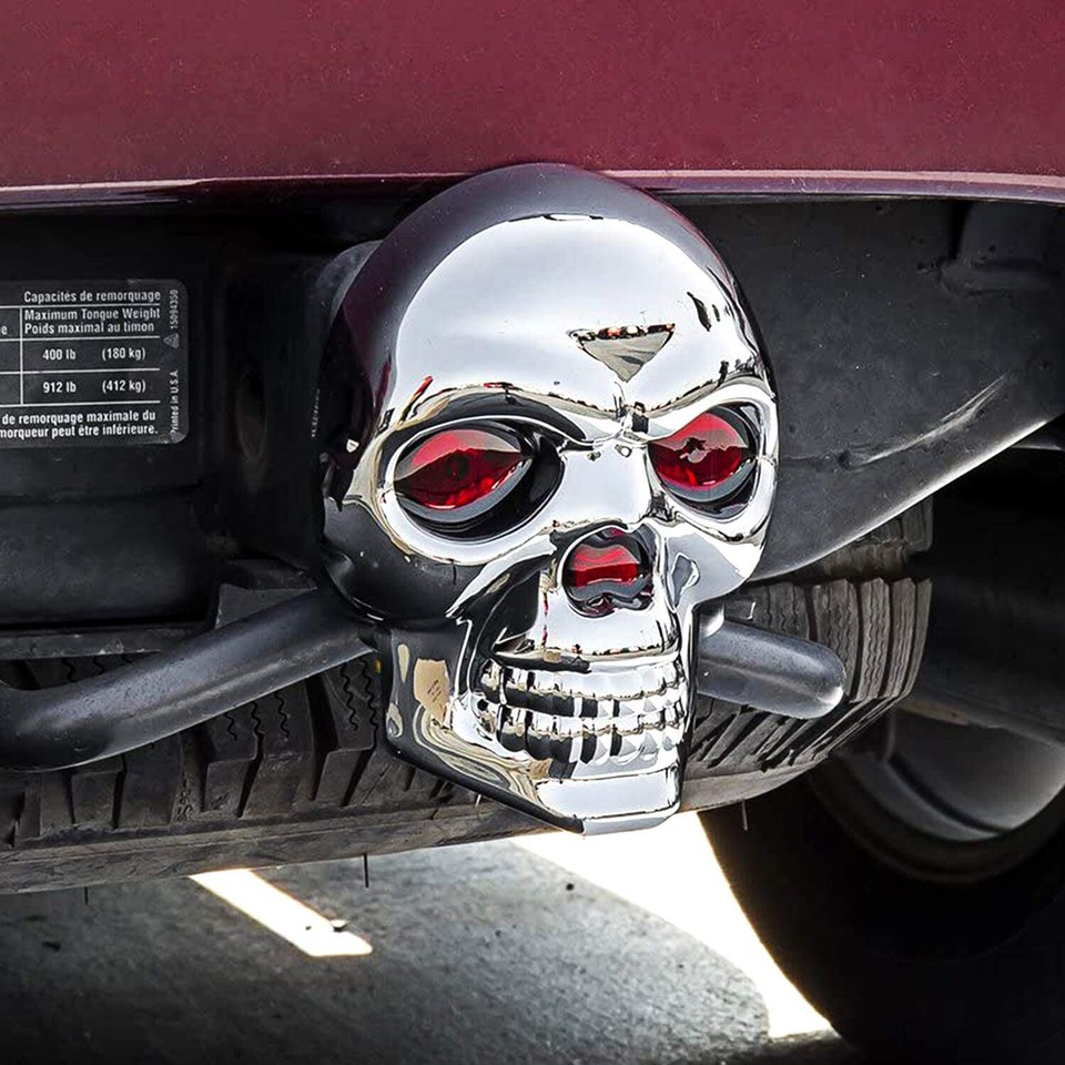 Skull Hitch Cover Led Brake Light Fit 1.25" and 2" Hitch Receivers ...