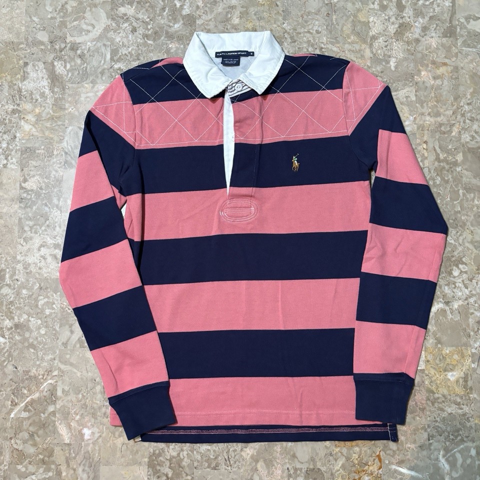 Polo Ralph Lauren Shirt Womens Medium Pink Blue Rigby Quilted Long ...