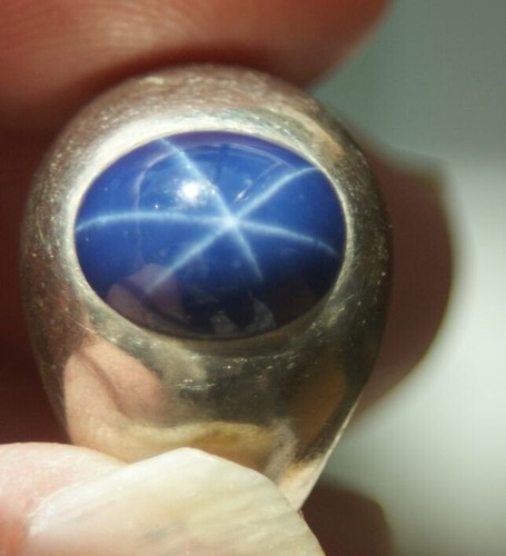 HALLMARK 14kt WHITE GOLD STAR MAN MADE SAPPHIRE RING SIZE 6 kqs | eBay