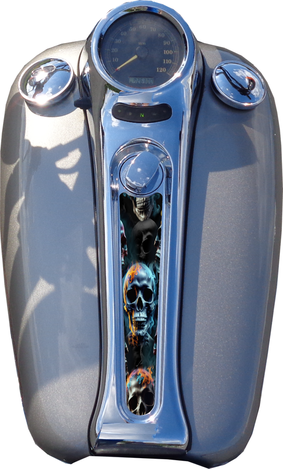 Flame Skulls Dash Panel Insert. Fits Harley Davidson 2000 - 2007 ...