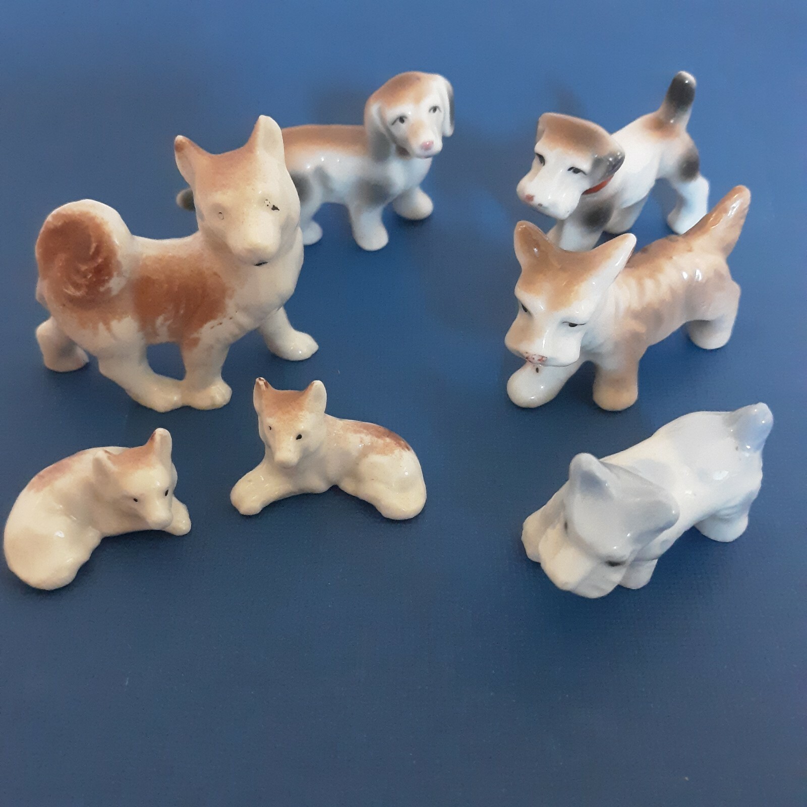 Lot 7 Vintage Miniature Bone China Dogs Japan | eBay
