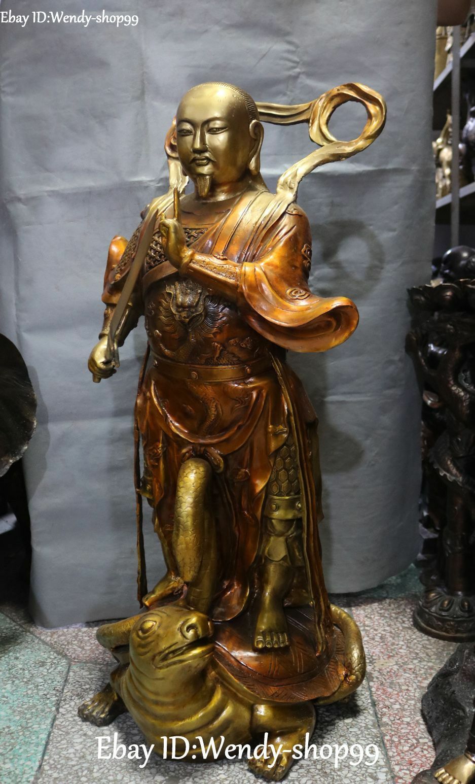 36" Huge Bronze Feng Shui Xuanwu Emperor sovereign tortoise Turtle ...