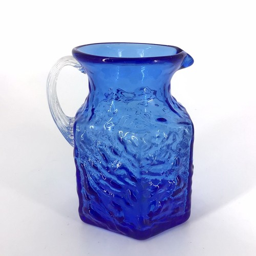 Pilgrim Glass Textured Vase Creamer Pitcher Cobalt Blue Hand Blown 4 1/ ...