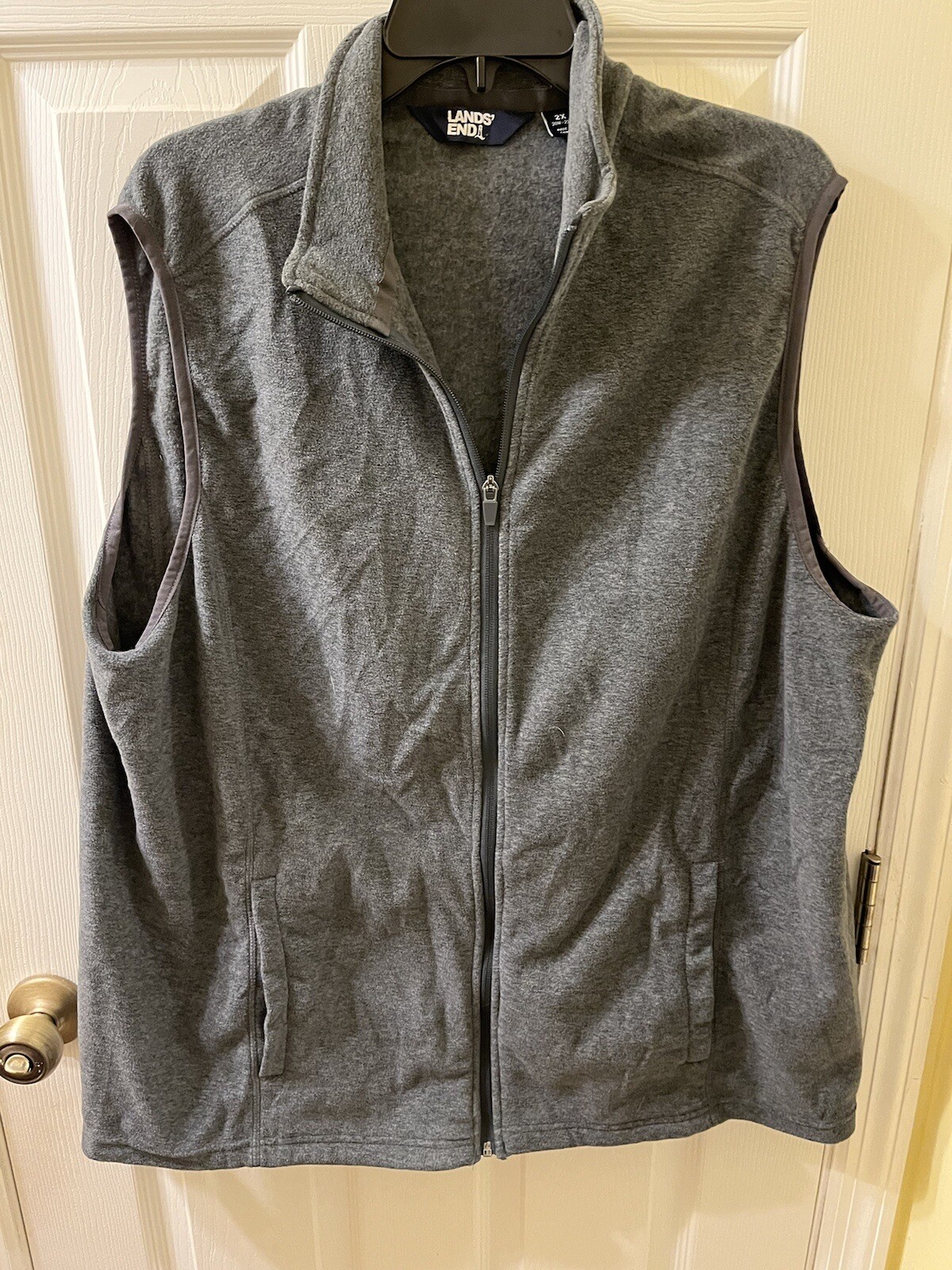 Lands End Ladies Fleece Zip Vest. Size 2X (20W / 22W). Gray. | eBay