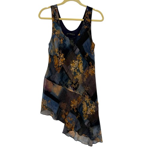 PERUVIAN CONNECTION Multicoloured digital print 100% Silk top Sz 10 ...