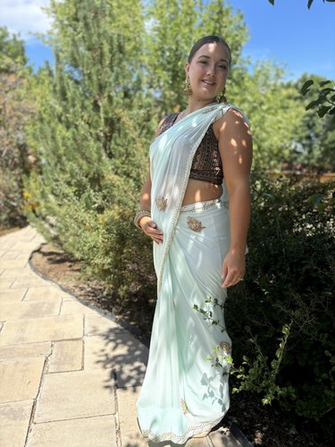 Women's Traditional Light Blue Saree (Made In India)(For Ceremonies ...