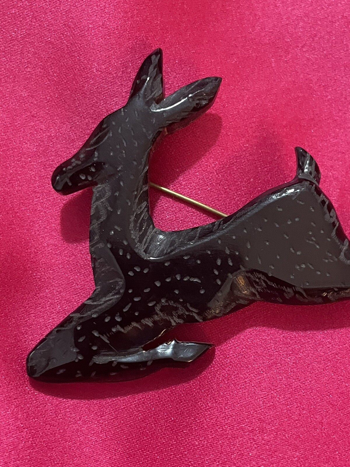 RARE ART DECO BAKELITE “ JUMPING DEER “ BROOCH PIN - Gem