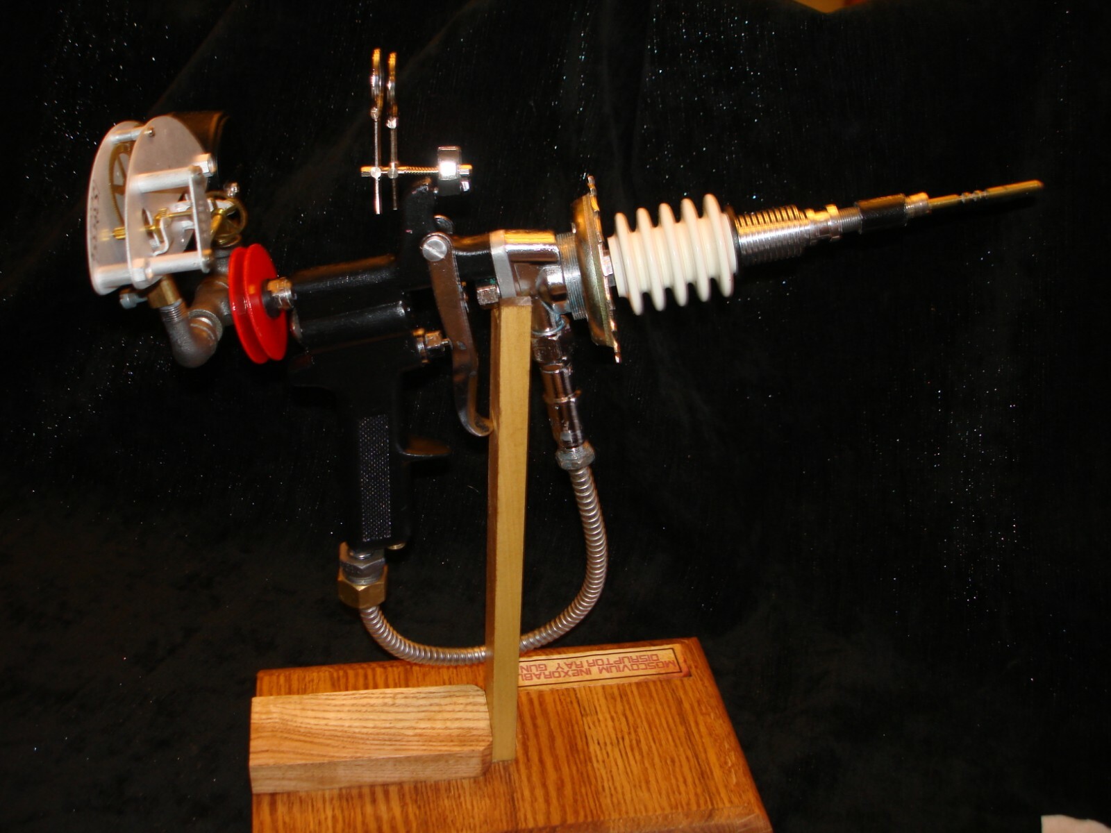 Steampunk Electric Metal Space Ray Zapping Gun w/ OAK Stand Hand ...