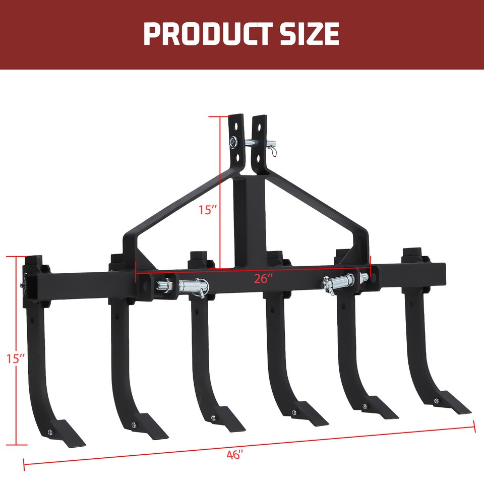 46" Detachable Plow Scarifier 6 Adjustable Shanks 3 Point Mounting ...