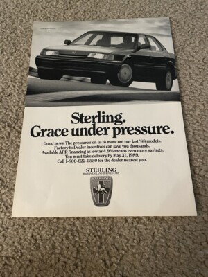 Vintage 1989 STERLING Car Print Ad AUSTIN ROVER 1980s REMAINING 1988 ...