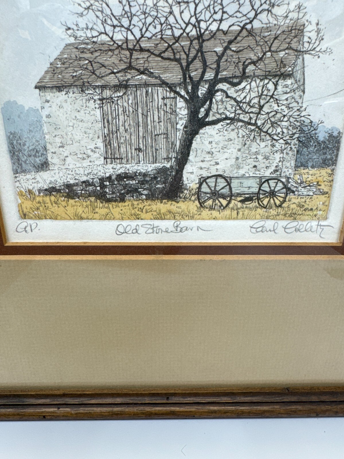 Carol Collette Original Old Stone Barn Signed Wormy Chestnut Framed ...