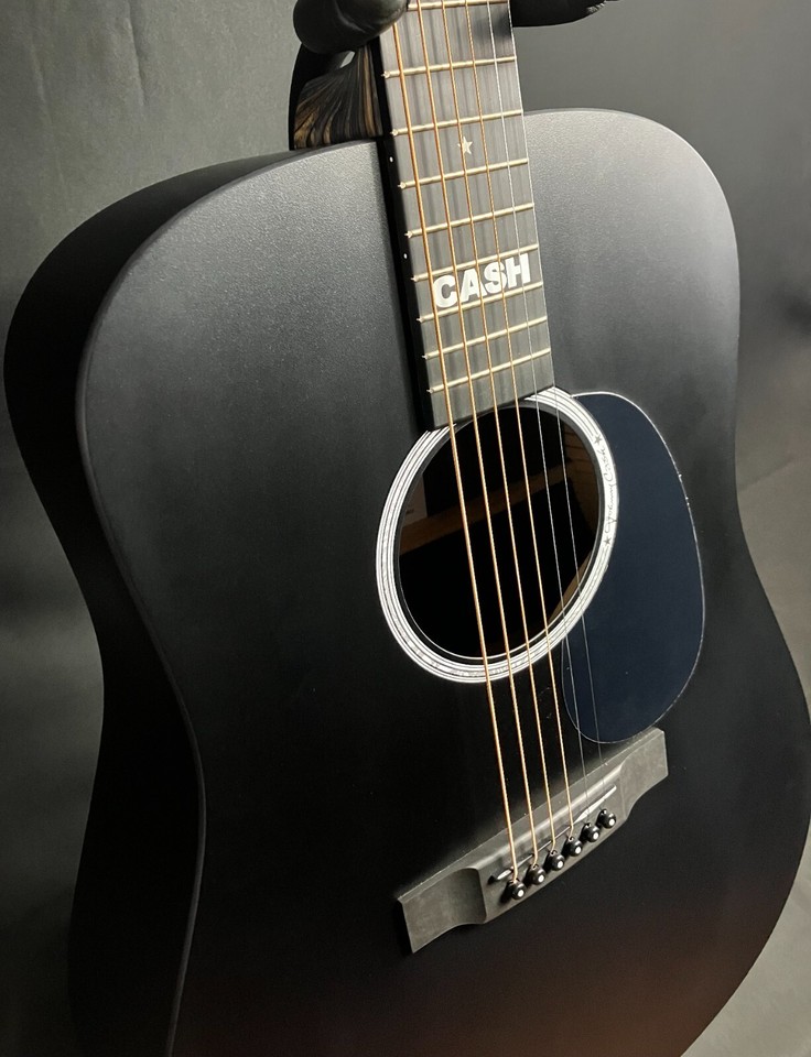 Martin DX Johnny Cash Dreadnought Acoustic-Electric Guitar Jett Black w ...