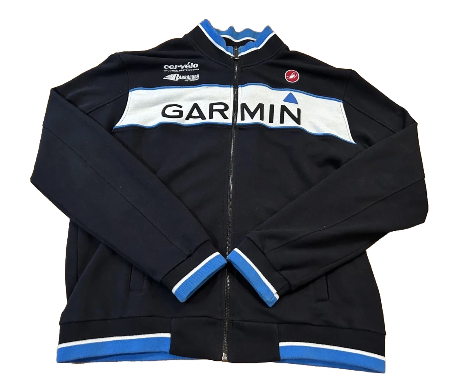 XL Black Castelli Jacket Mens Garmin Cervelo Barracuda Cycling Team Zip ...