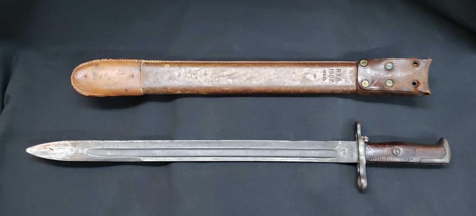 U.S. Model 1903 Springfield Bayonet in First Type Leather Scabbard ...