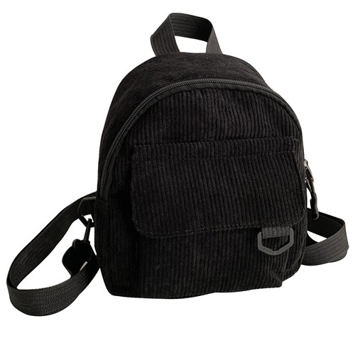 Soft Corduroy With Handle Mini Backpack Zipper Closure Travel Portable ...