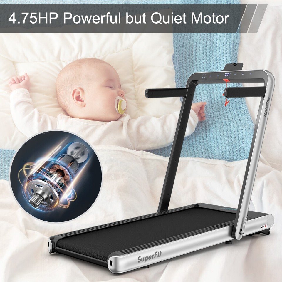 SuperFit 4.75HP 2 In 1 Folding Treadmill W/Remote APP Control APP ...