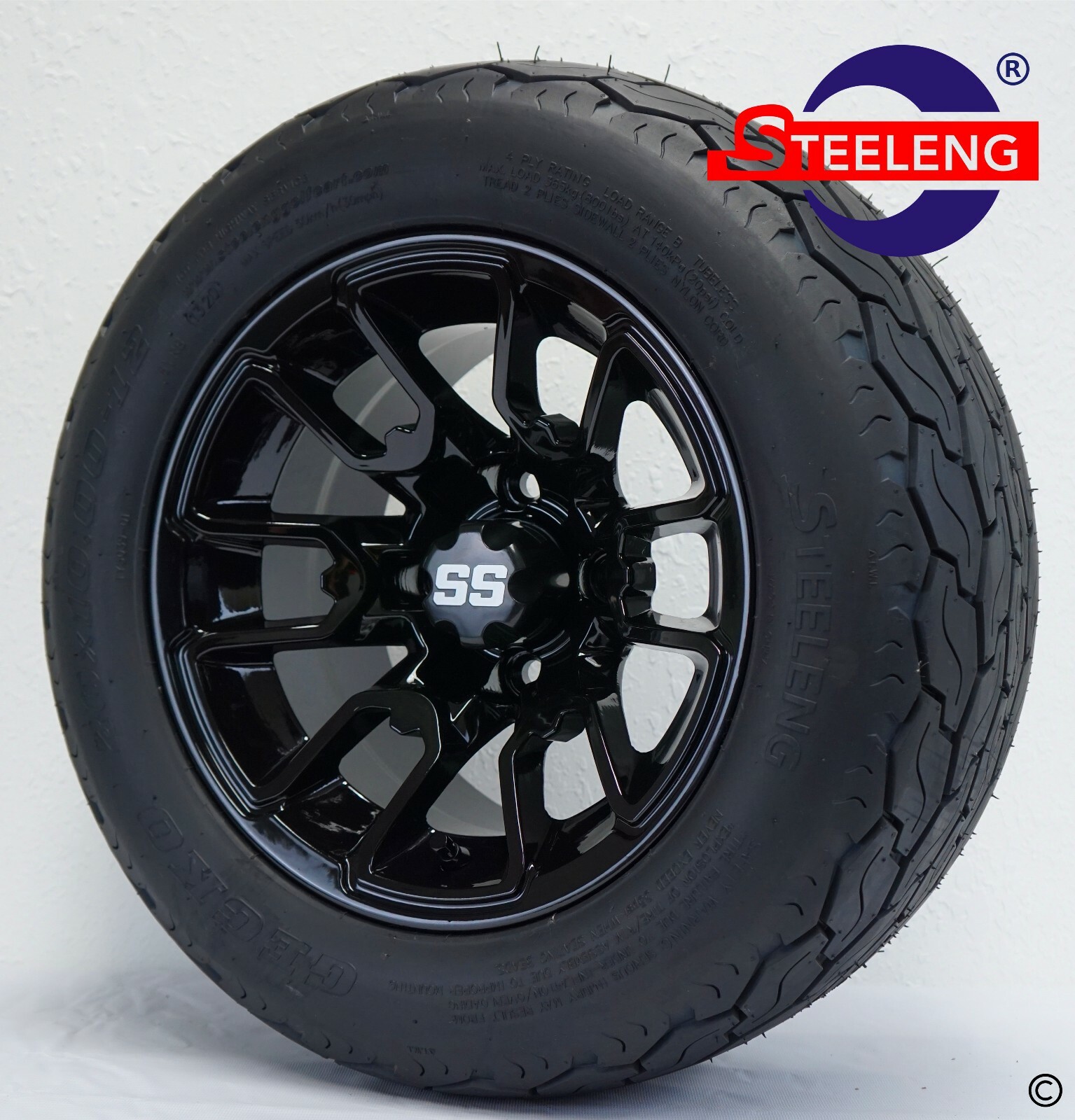 GOLF CART 12" BLACK LIZARD WHEELS/RIMS and 20" GECKO TURF/STREET TIRES ...