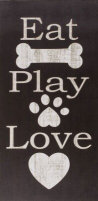 Holz - Schild Spruch - Eat Play Love Hunde Pfote Knochen Herz | eBay.de