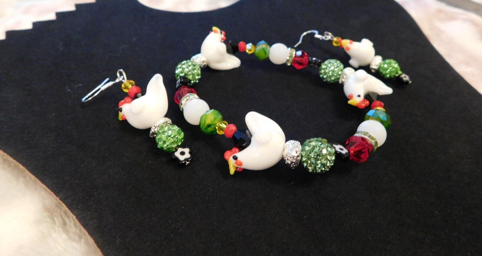 Handmade Chickens Jewelry Bracelet/Earrings Set by North Star Jewelry ...