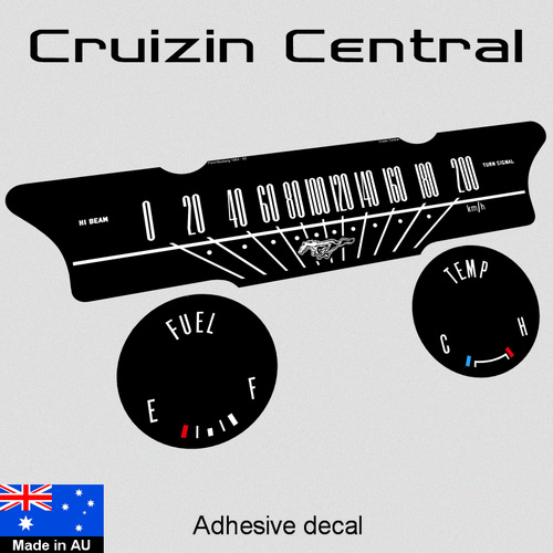 Plastic BLACK DECALS for Ford Mustang 64-65 KMH MPH gauge speedo ...