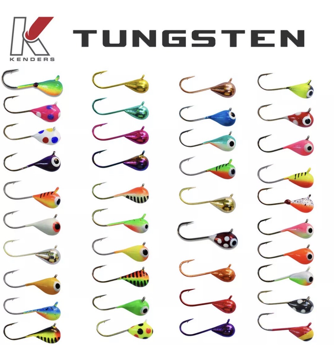 2 Packs Kenders Tungsten Ice Fishing Jigs Dolphin Glow 3 MM | eBay