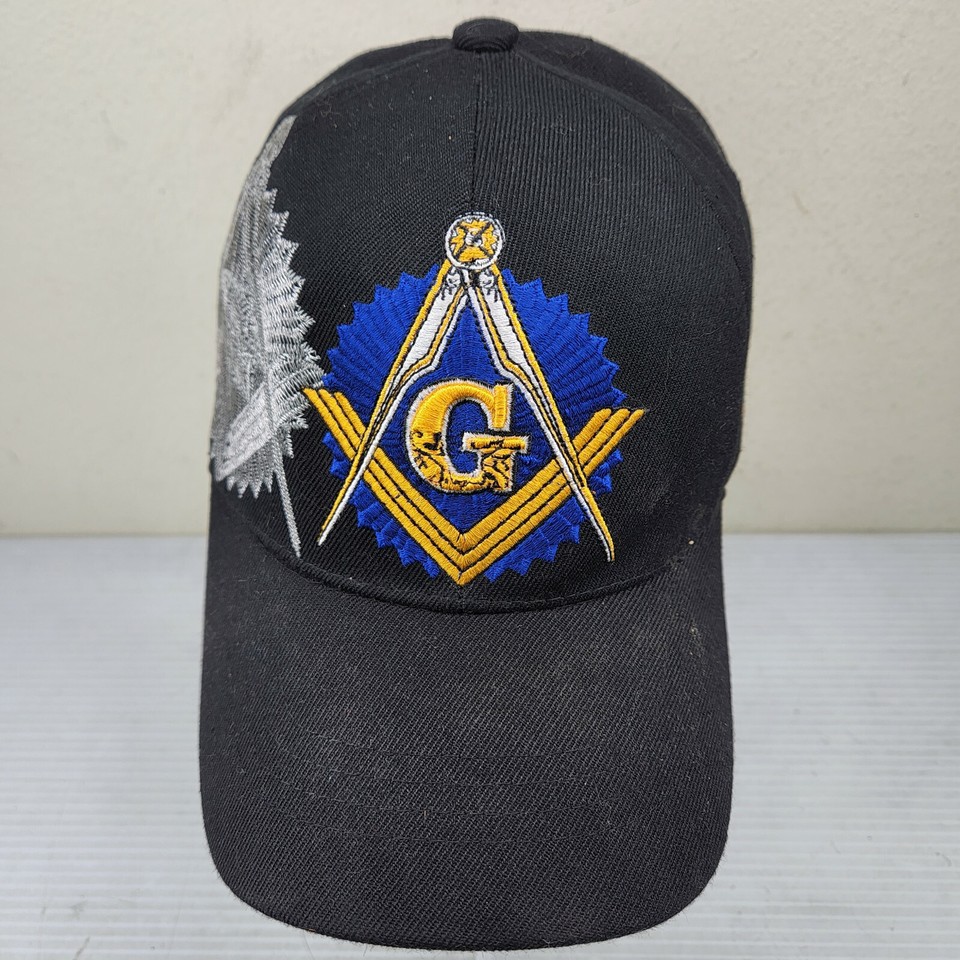Freemasonry Masonic Shadow Baseball Cap Hat Black Embroidered Hook Loop ...