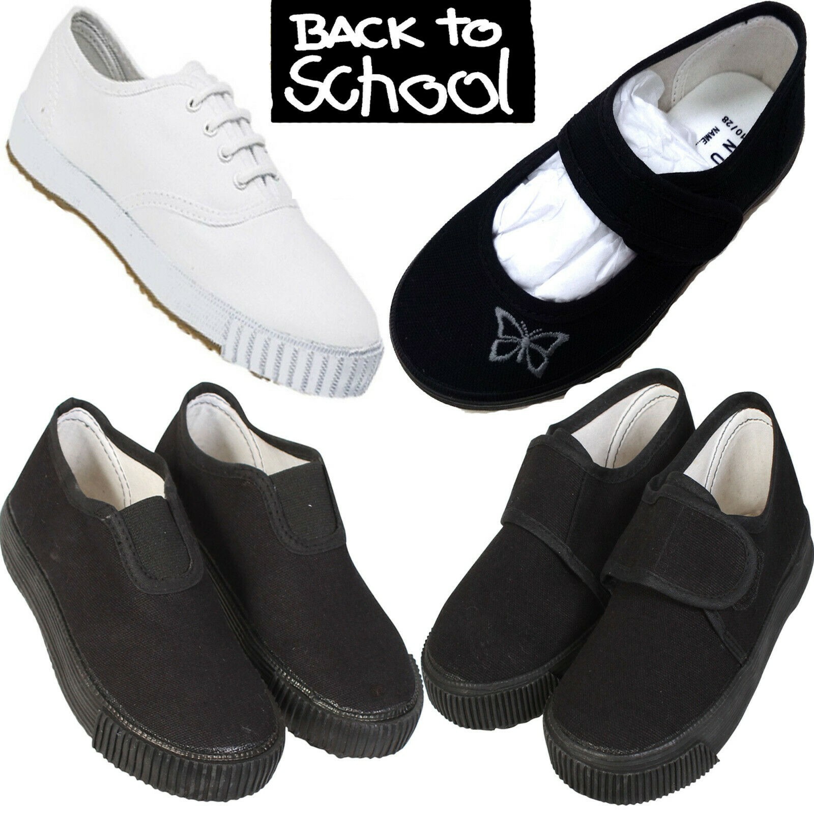 BOYS GIRLS UNISEX ADULT SCHOOL PE GYM SPORTS PUMPS PLIMSOLLS SHOES ALL ...