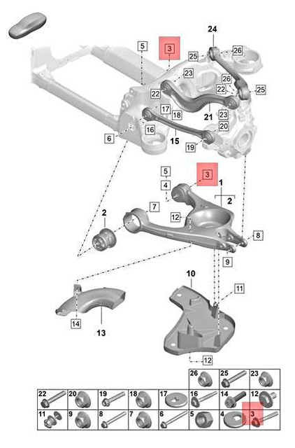 PORSCHE OEM Panamera Rear Suspension-Lower Control Arm Adjust Bolt ...
