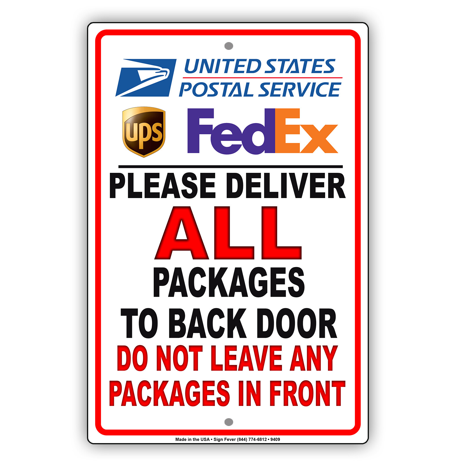 Deliver All Packages Back Door Don't Leave Any Package Front Aluminum ...