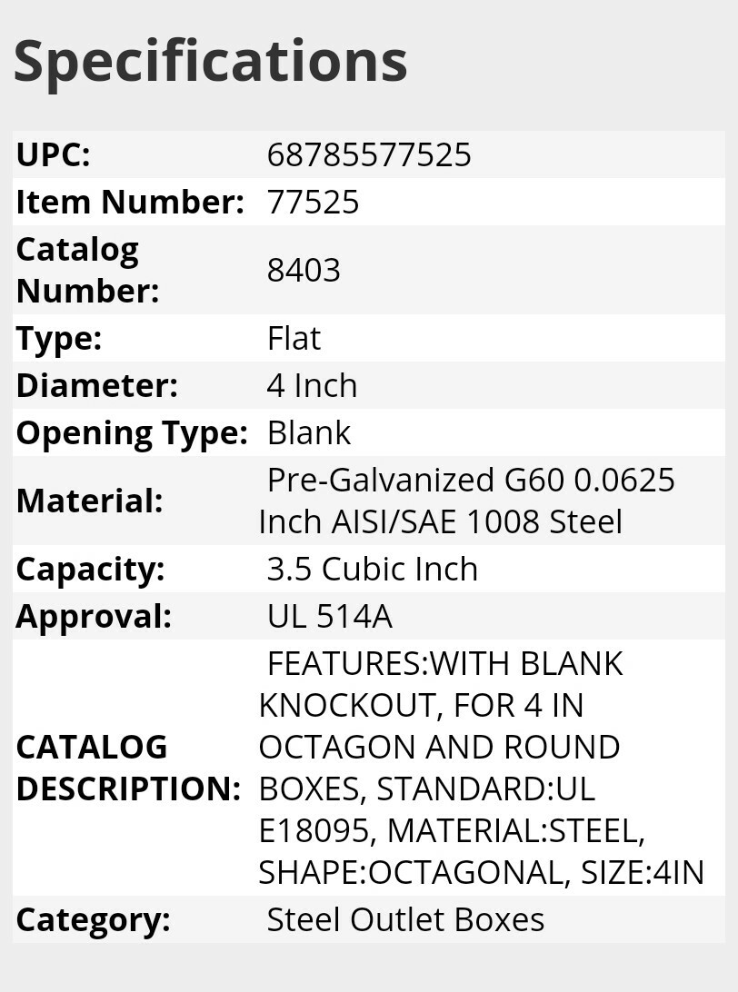 Appleton 8403 4" Round Steel Box Cover, Flat/Blank last 2 pictures more ...
