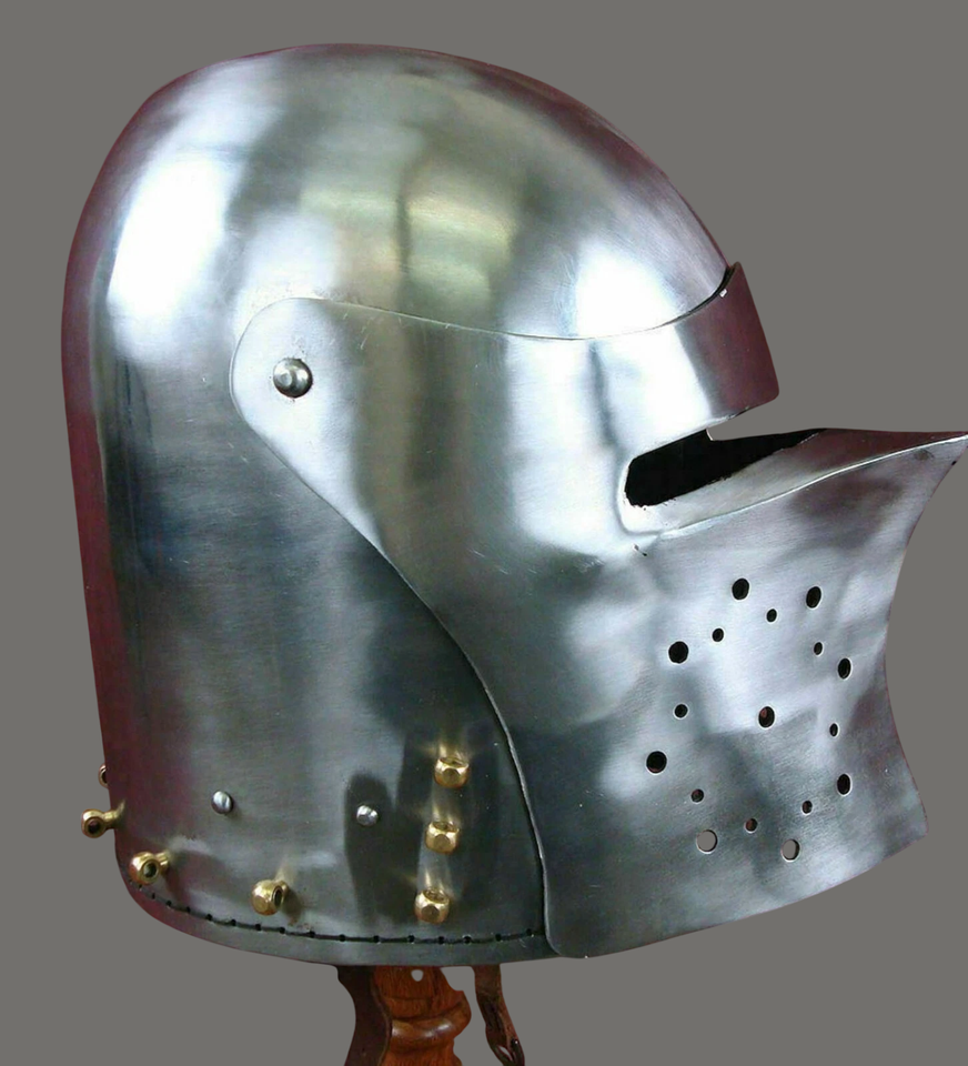 Medieval Bascinet Pig-Face Helmet – 16 Gauge Steel Battle-Ready Warrior ...