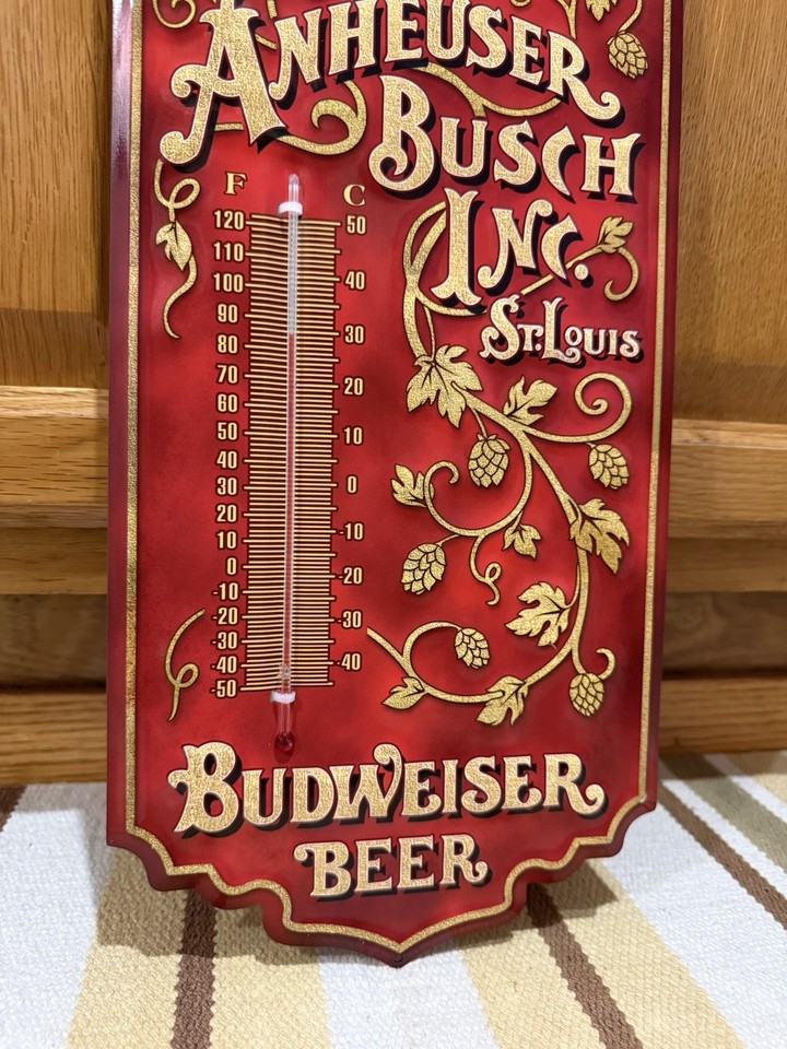 Anheuser Busch Budweiser Beer Thermometer Sign St Louis Vintage Style ...