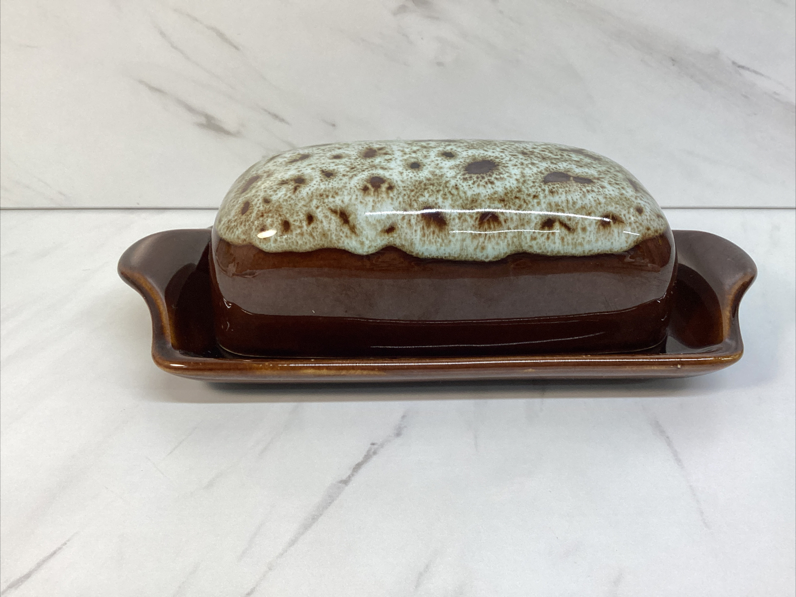 Vintage Harker Butter Dish Brown Drip Glaze Covered Butter Dish Gift ...