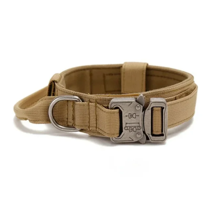 Dog Collar Military Tactical Nylon Adjustable Duty Metal Handle ...