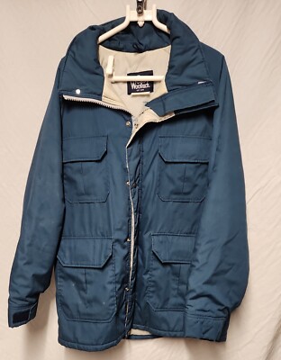 Vintage Woolrich 33334 Large Men's Navy Blue/Beige Insulated Jacket ...