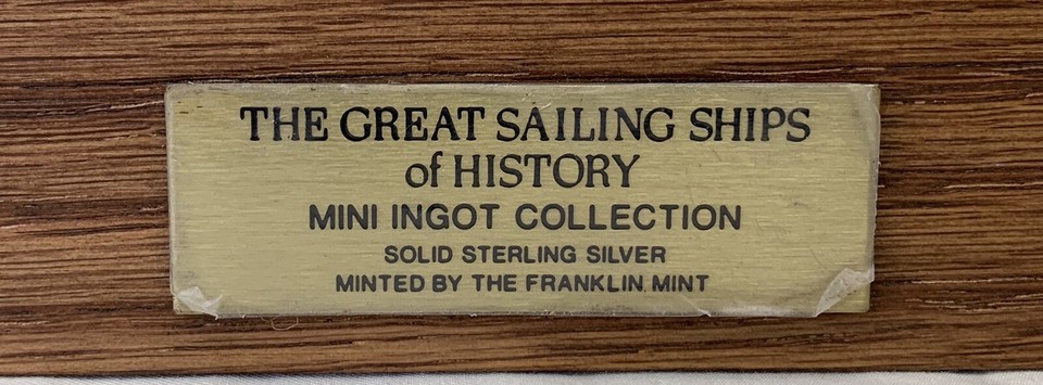 GREAT SAILING SHIPS OF HISTORY FRANKLIN MINT 50 BARS STERLING SILVER ...