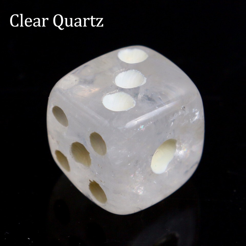 15mm 6 Sided D6 Crystal Stones Quartz Gemstone Dots Dice Carving Game ...