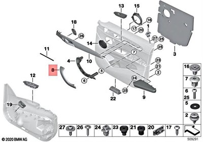 Genuine BMW X1 F48 F49 X1 16d 18d 18dX Trim Door Pull Right Black ...
